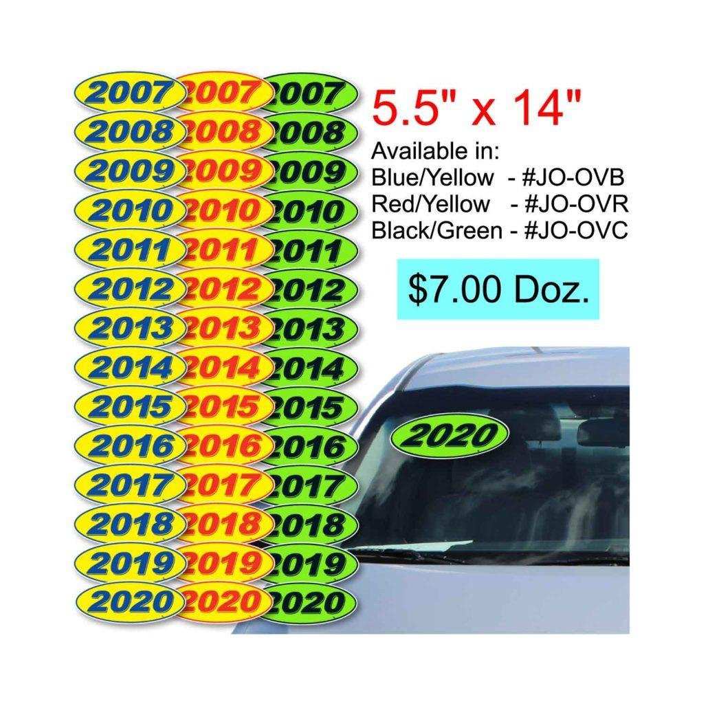 4 Digit Oval Year Model Signs-Dozen – Car dealer supplies ...
